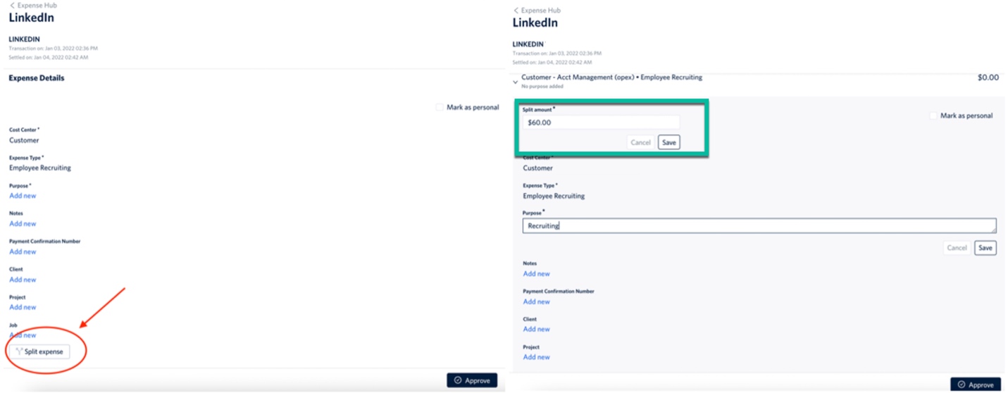 How do I split an expense?