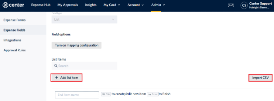 How do I create custom expense fields?