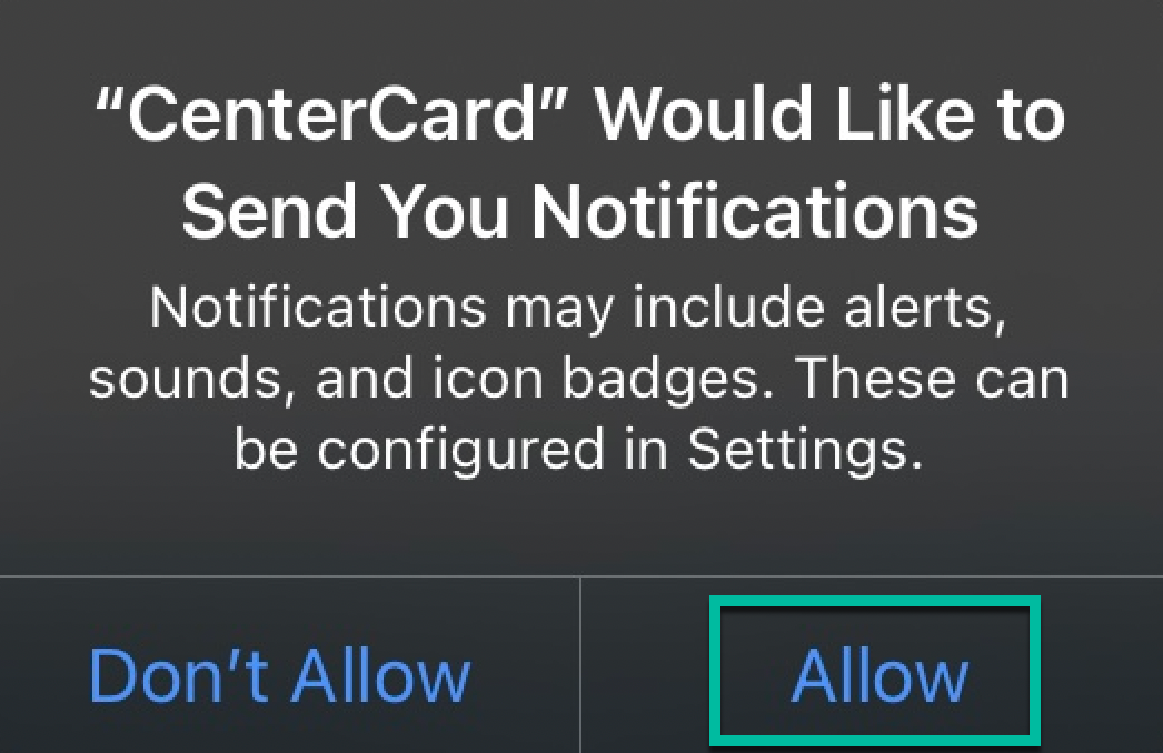 How do I enable notifications for CenterCard on my phone?