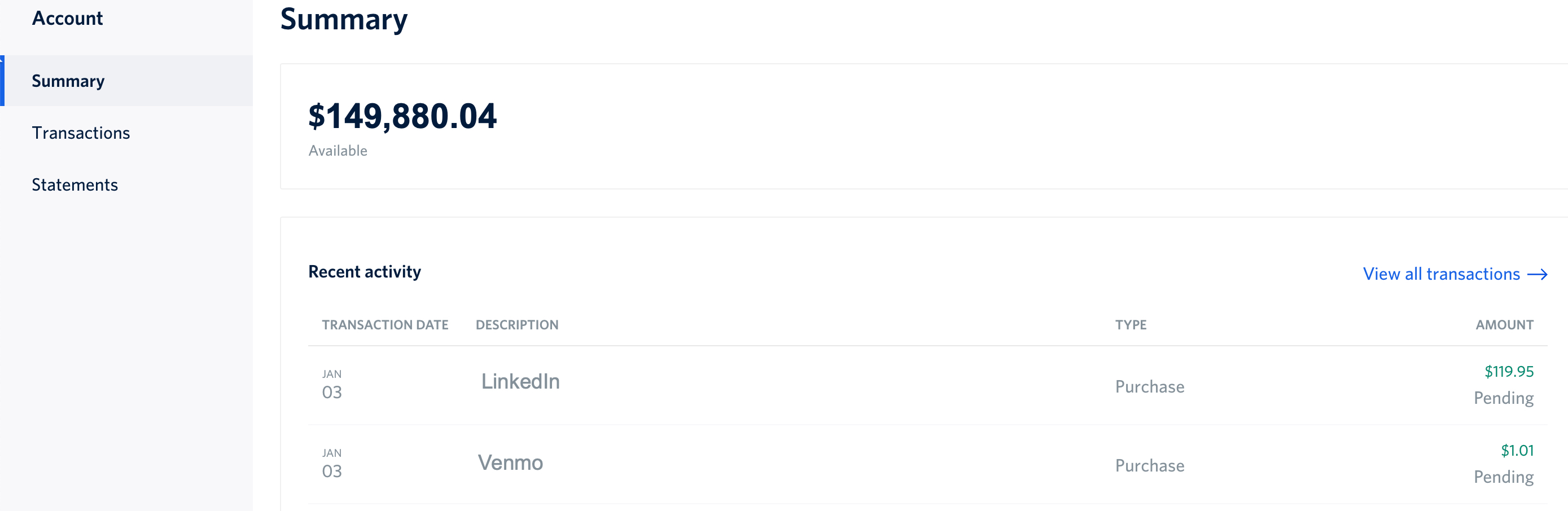 What is the Account Summary page?