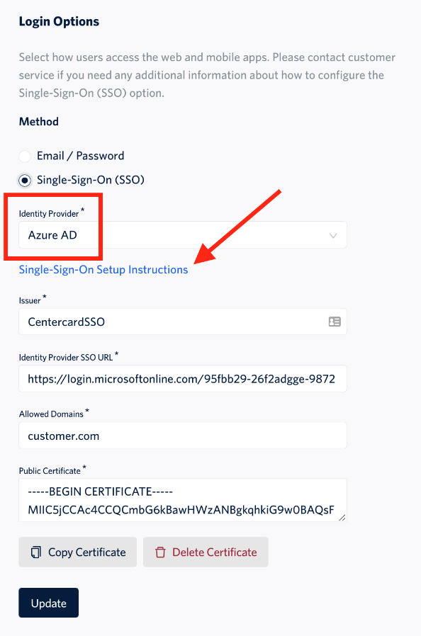 Center Single Sign-On (SSO) Guide – Azure