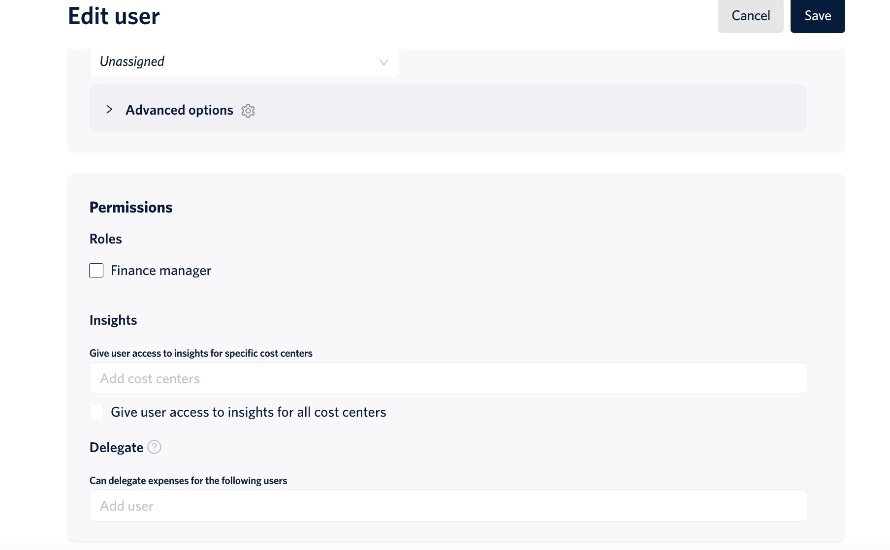 What levels of user permissions are available in Center?